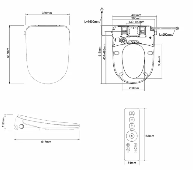 Pure Living Rimless Vortex Flush Toilet Suites with Smart Bidet Seat ...